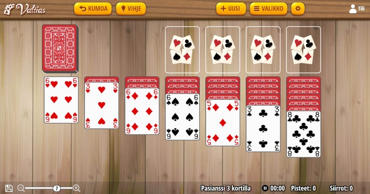 Pasianssi 3 kortilla - Valtias.fi
